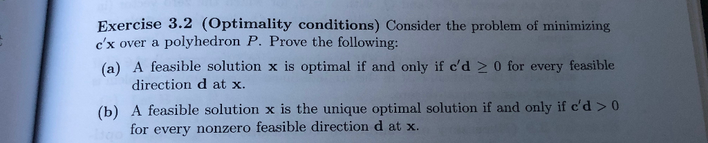 Solved Exercise 3.2 (Optimality conditions) Consider the | Chegg.com
