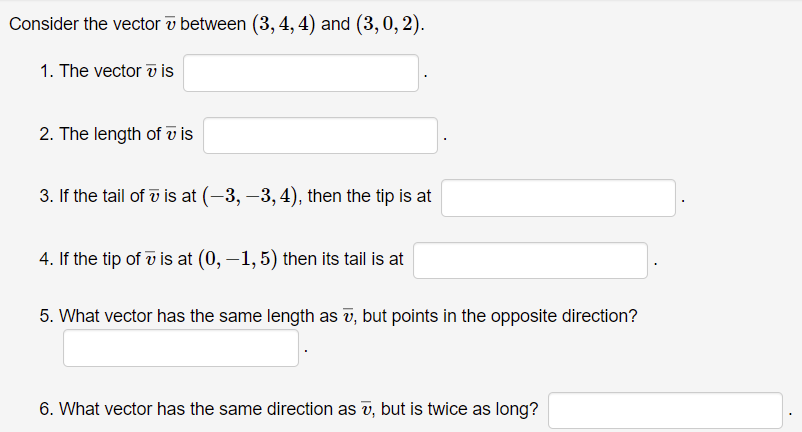Solved Consider the vector between (3, 4, 4) and (3, 0, 2). | Chegg.com