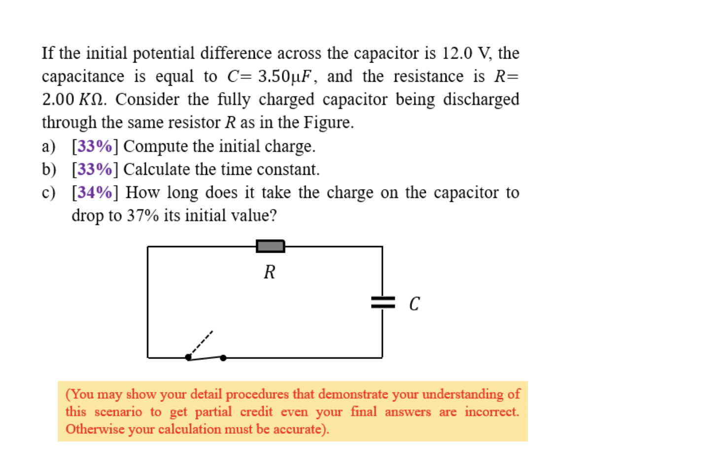 Solved If the initial potential difference across the | Chegg.com