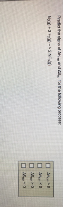 Solved Predict the signs of delta H and delta S for the | Chegg.com