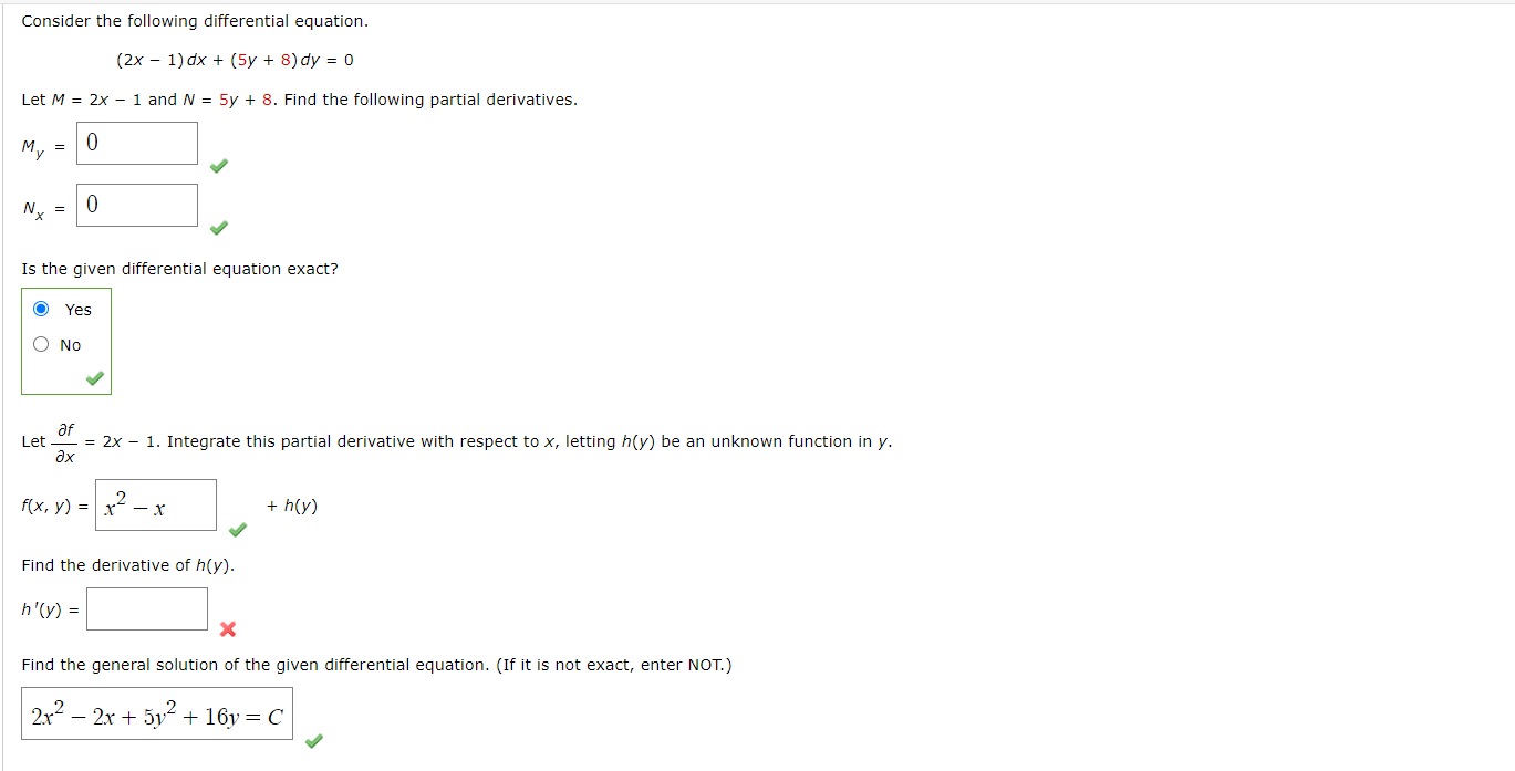 Solved Consider the following differential equation. (2x - | Chegg.com