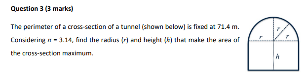 Solved Question 3 (3 marks) The perimeter of a cross-section | Chegg.com