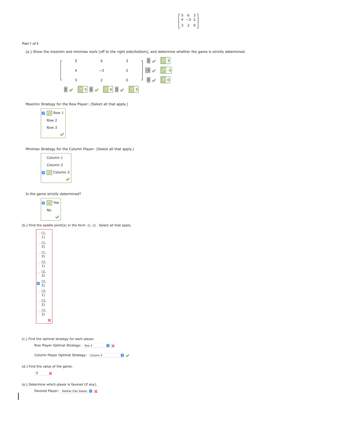 [5634-32320]Part 1 ﻿of 2(a.) ﻿Show the maximin and | Chegg.com