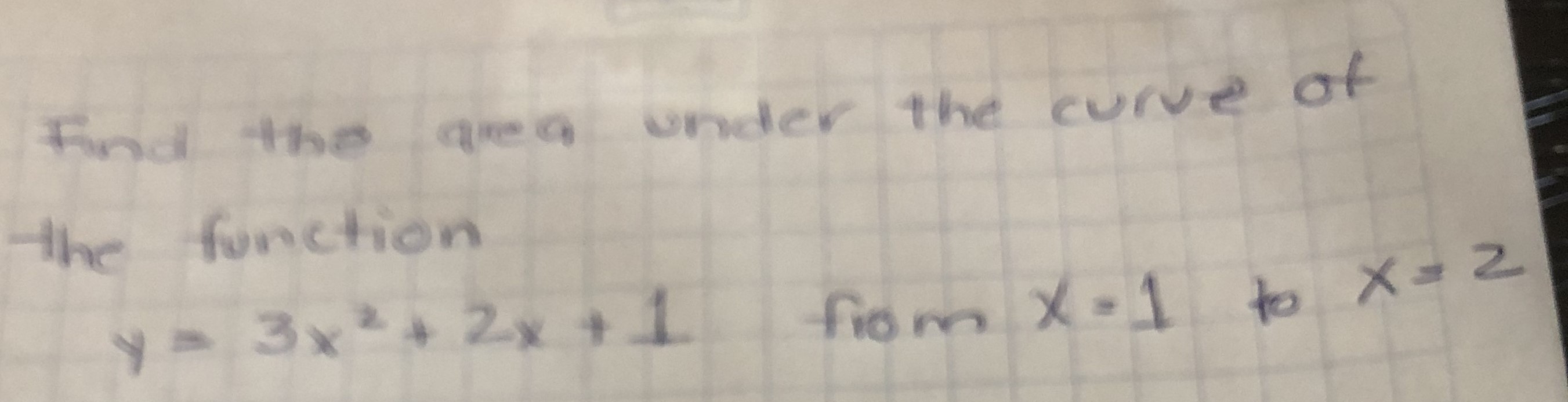 Solved Find the area under the curve of the function | Chegg.com