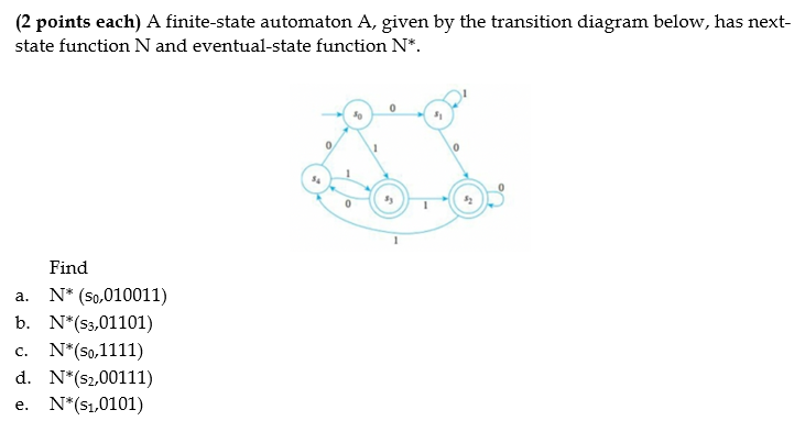 Solved (2 points each) A finite-state automaton A, given by | Chegg.com