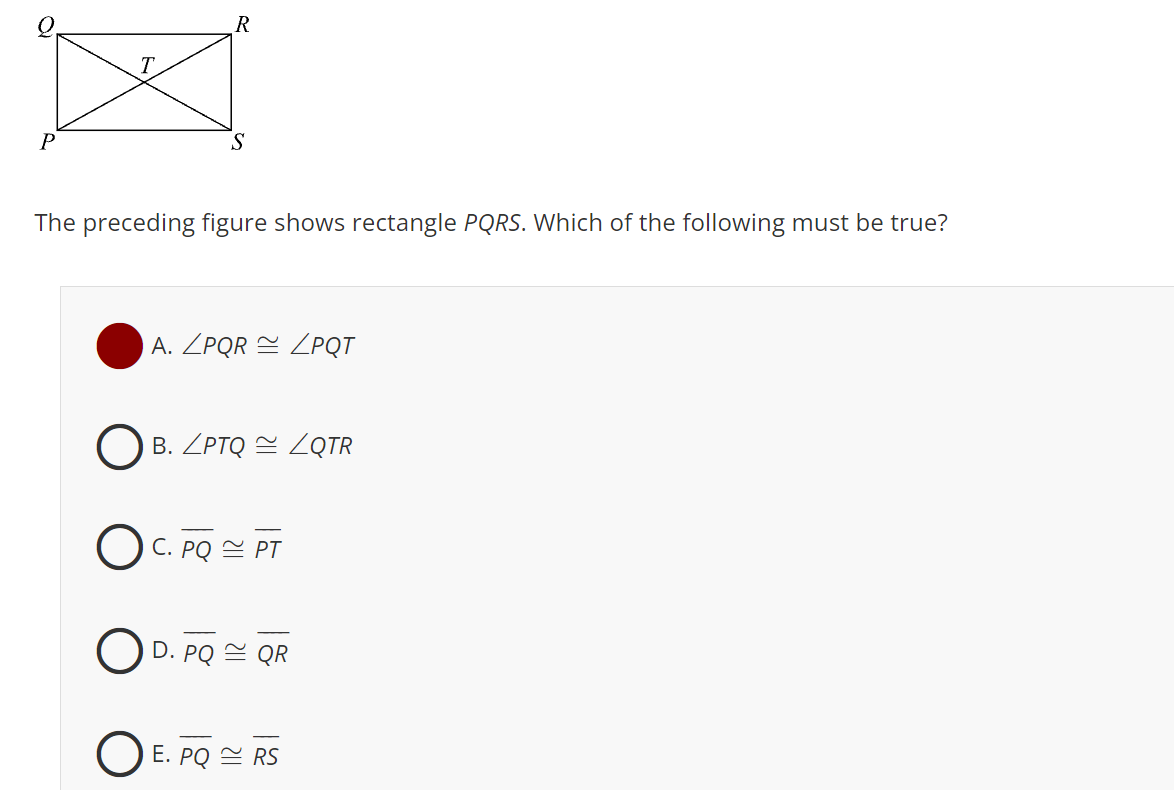 Solved R Р The preceding figure shows rectangle PQRS. Which | Chegg.com
