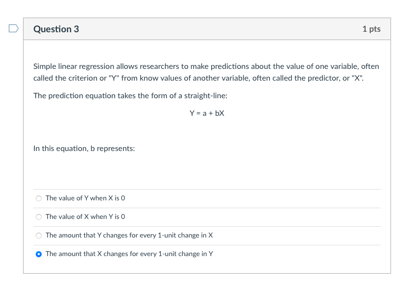 Solved Simple linear regression allows researchers to make | Chegg.com