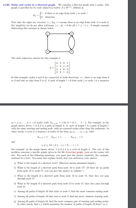 2.180. Paths and cycks in a directed graph. We | Chegg.com