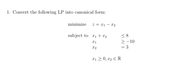 Convert the following LP into canonical | Chegg.com