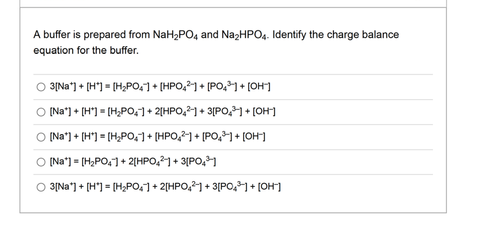 Solved A buffer is ﻿prepared from NaH2PO4 ﻿and Na2HPO4. | Chegg.com