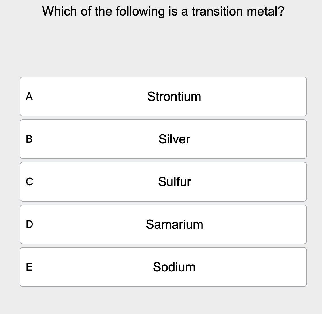 Solved Which of the following is a transition | Chegg.com