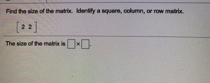 Solved Find the size of the matrix. Identify a square, | Chegg.com
