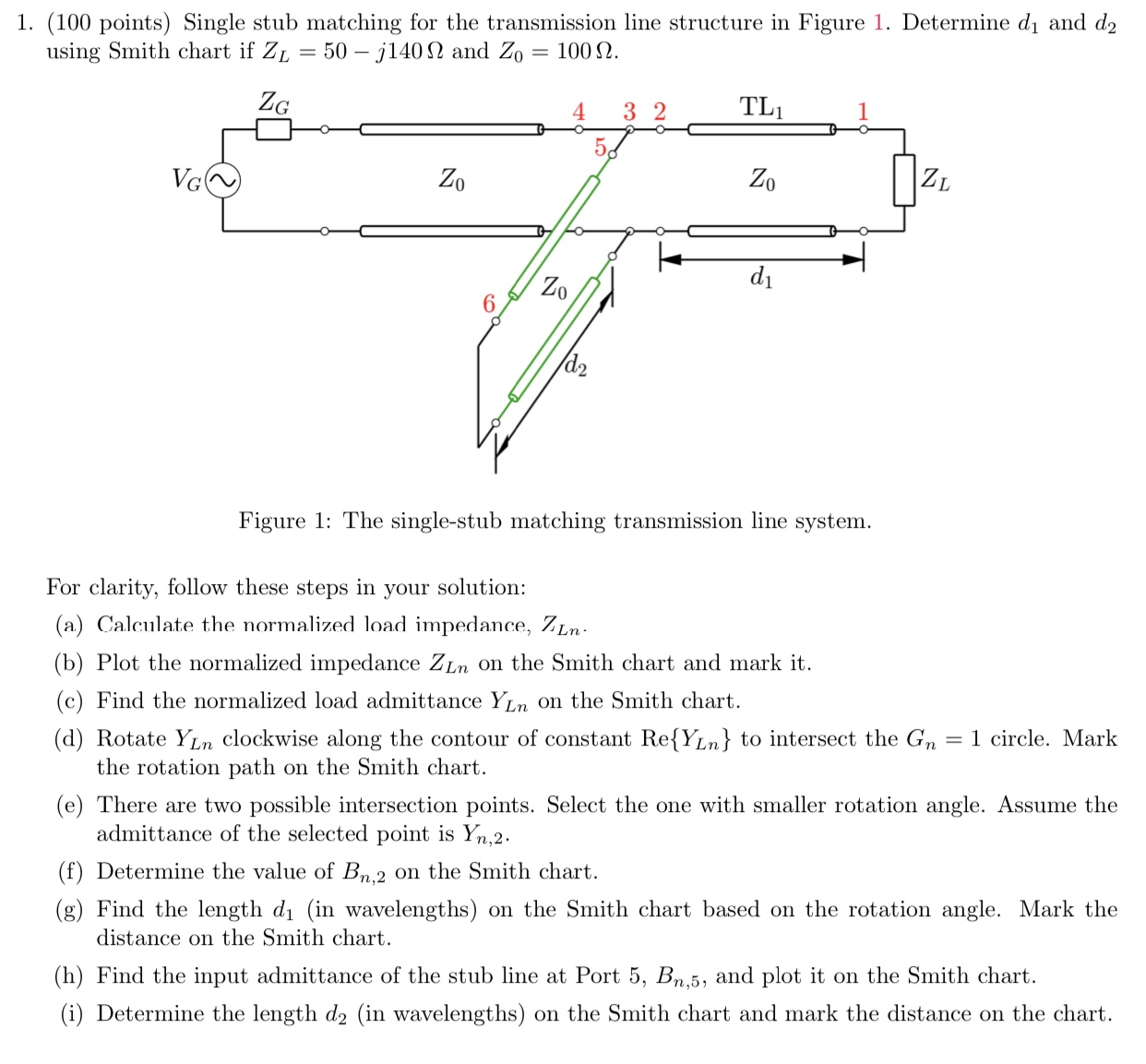 Solved (100 points) Single stub matching for the | Chegg.com Solved (100 points) Single stub matching for the | Chegg.com