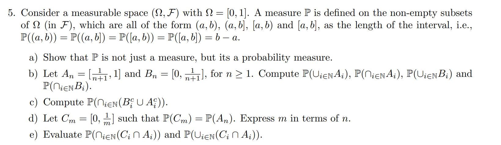 Solved 5. Consider a measurable space (12, F) with N = | Chegg.com