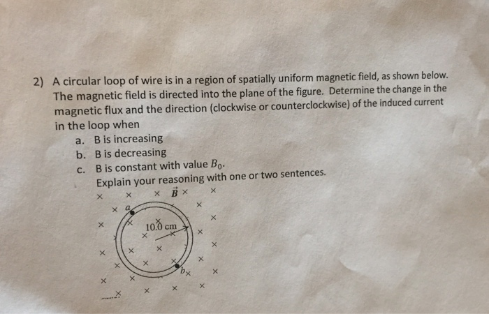 Solved A circular loop of wire is in a region of spatially | Chegg.com