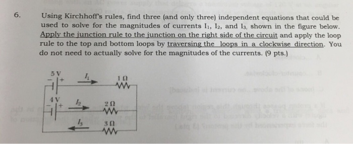 Solved Using Kirchhoff's rules, find three (and only three) | Chegg.com