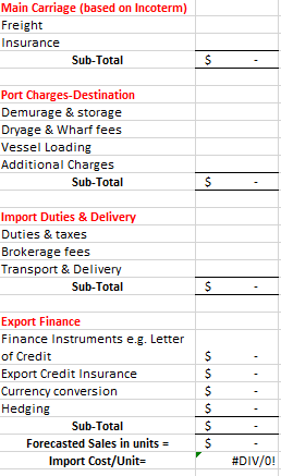 How to calculate import costing template when you're | Chegg.com