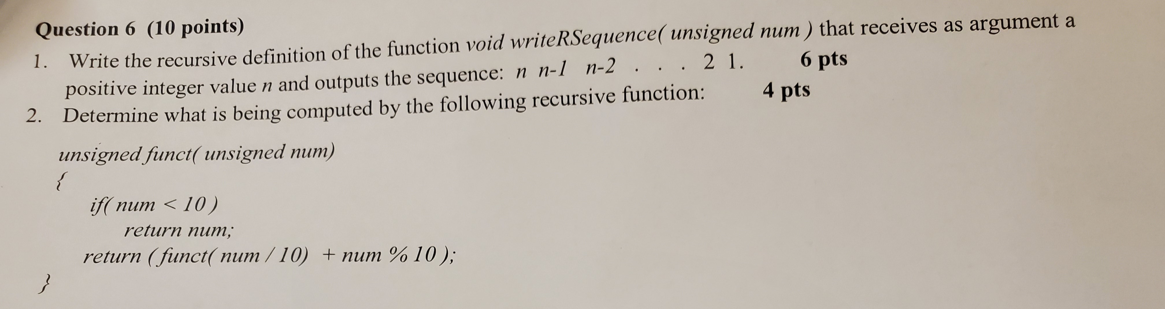 Solved 1. Write the recursive definition of the function | Chegg.com