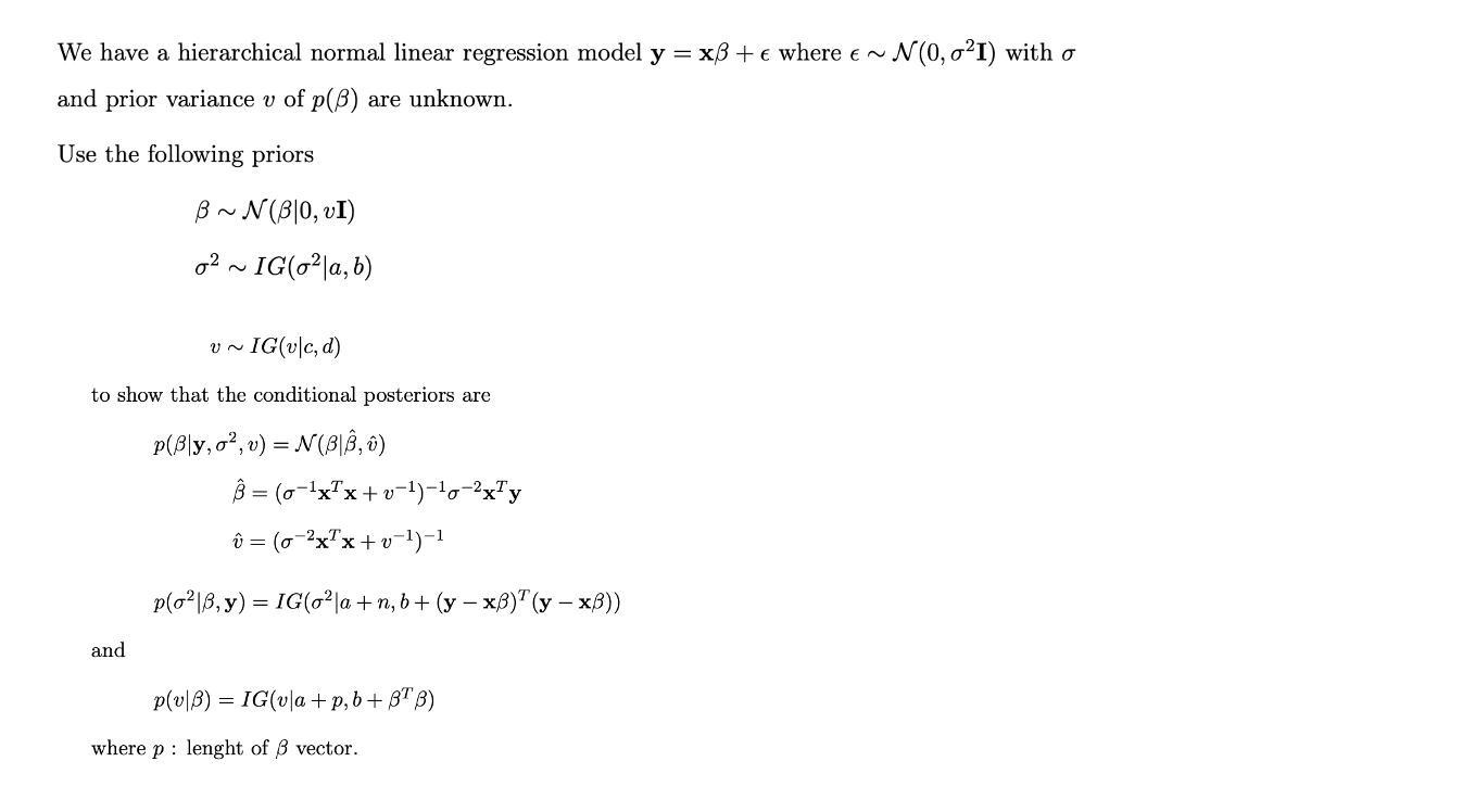 Solved We have a hierarchical normal linear regression model | Chegg.com