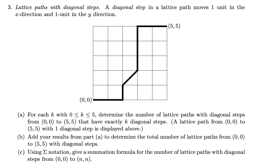 3. Lattice paths with diagonal steps. A diagonal step | Chegg.com