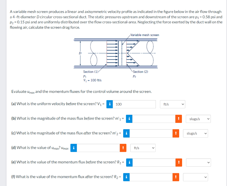 Solved A variable mesh screen produces a linear and | Chegg.com