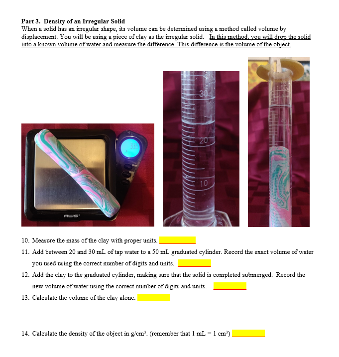 Solved Part 3. Density of an Irregular Solid When a solid | Chegg.com