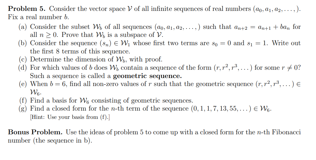 Solved Problem 5. Consider the vector space V of all | Chegg.com
