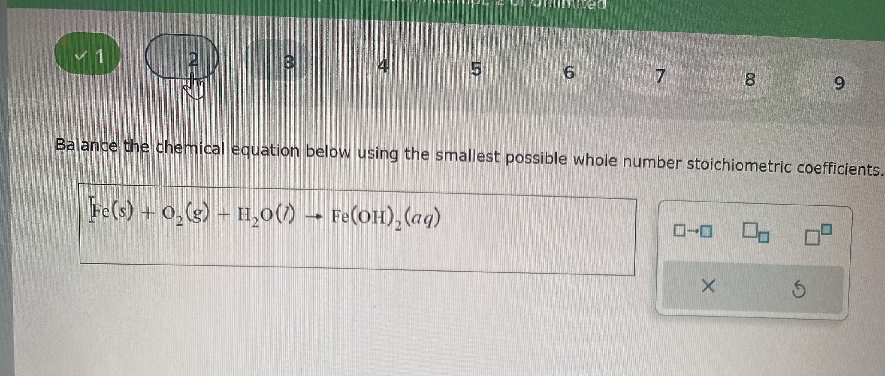 Solved Balance the chemical equation below using the | Chegg.com