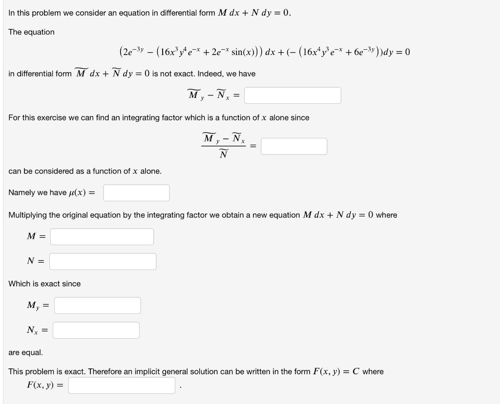 Solved In this problem we consider an equation in | Chegg.com