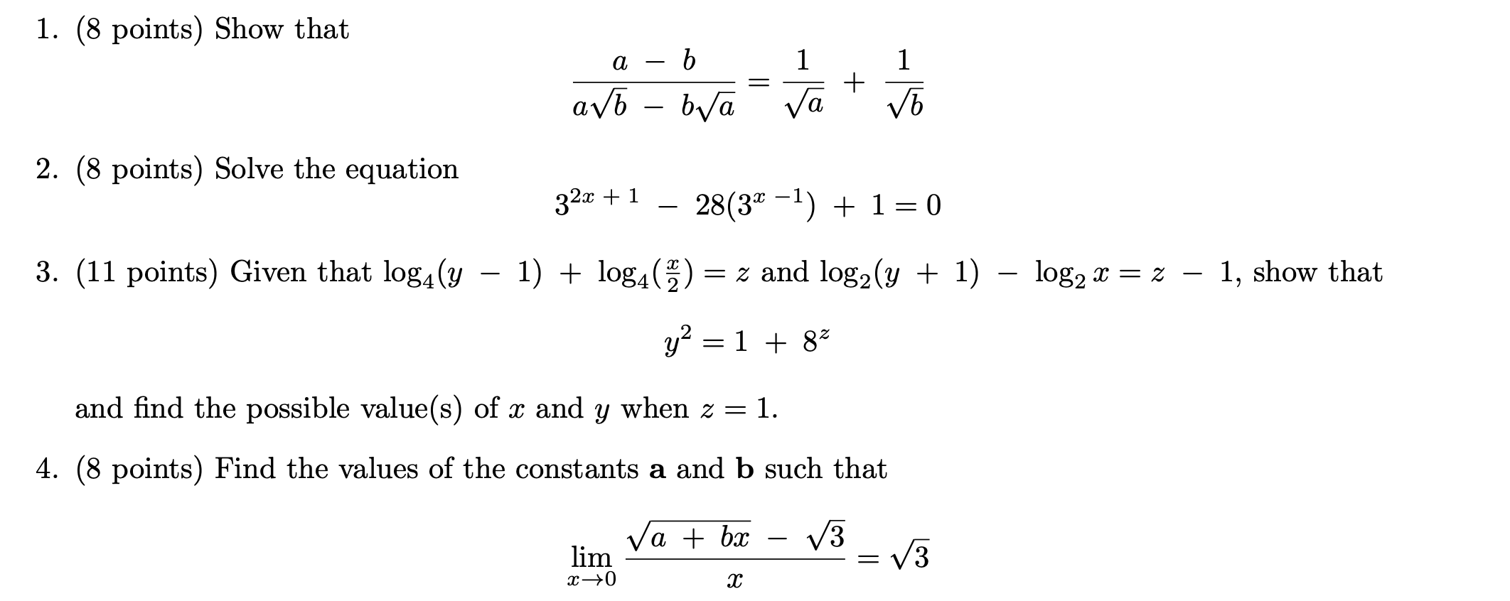 Solved 1. (8 points) Show that a 1 1 - b avb – bva ауъ = + | Chegg.com