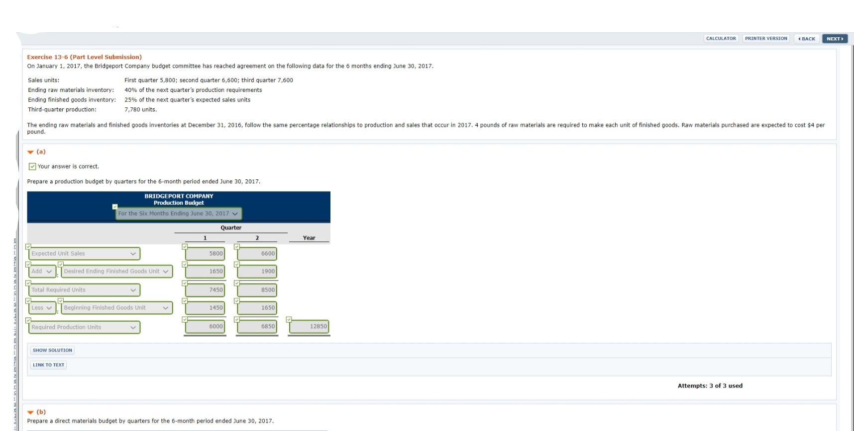 Solved CALCULATOR PRINTER VERSION (BACK NEXT Exercise 13-6 | Chegg.com
