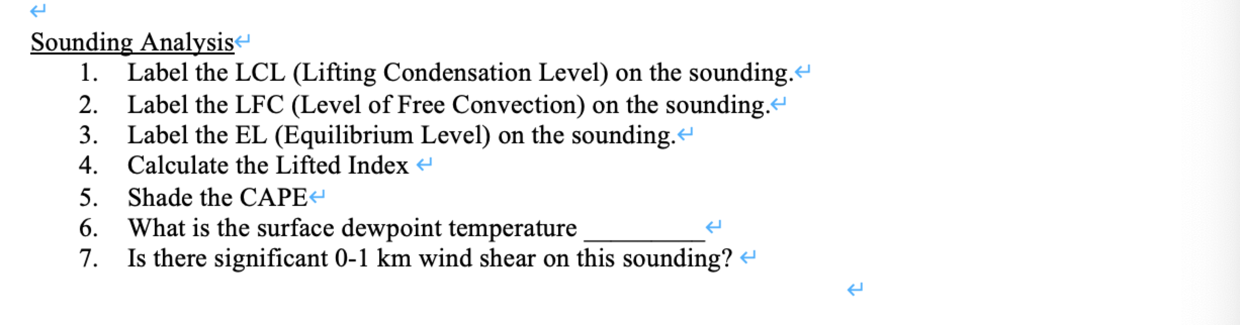 Sounding Analysis 1. Label the LCL (Lifting | Chegg.com