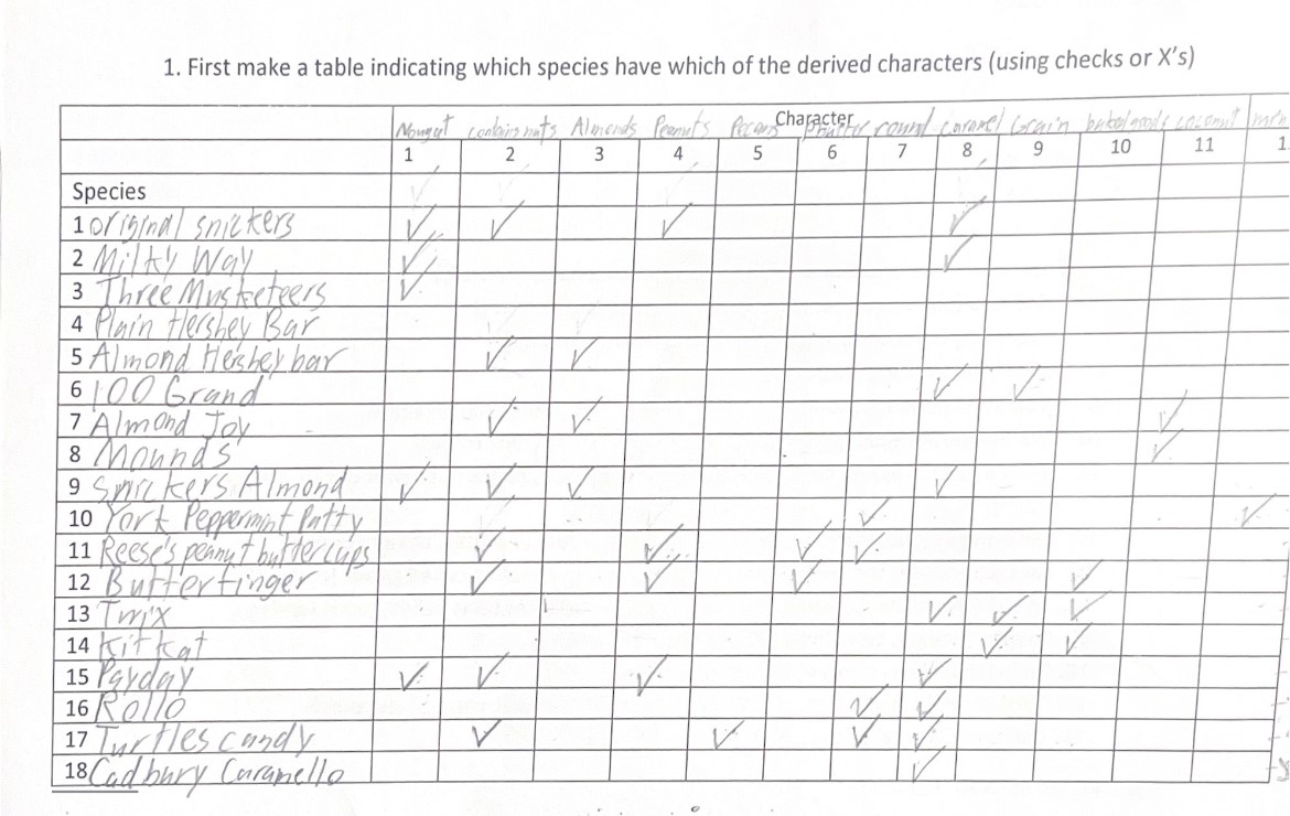 CANDY PHYLOGENY DATA: Here are your species Ancestral | Chegg.com