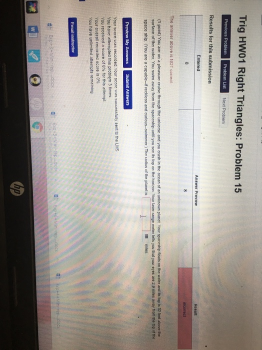 Solved Trig HW01 Right Triangles: Problem 15 (1 point) You | Chegg.com
