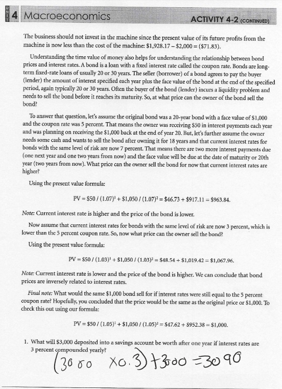 Solved 4 Macroeconomics ACTIVITY 4-2 Time Value of Money A | Chegg.com