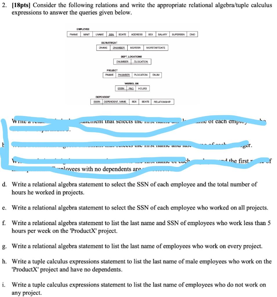 Solved 2. [18pts] Consider the following relations and write | Chegg.com