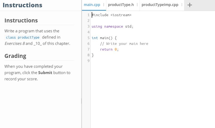 Solved Write A Program That Uses The Class Producttype