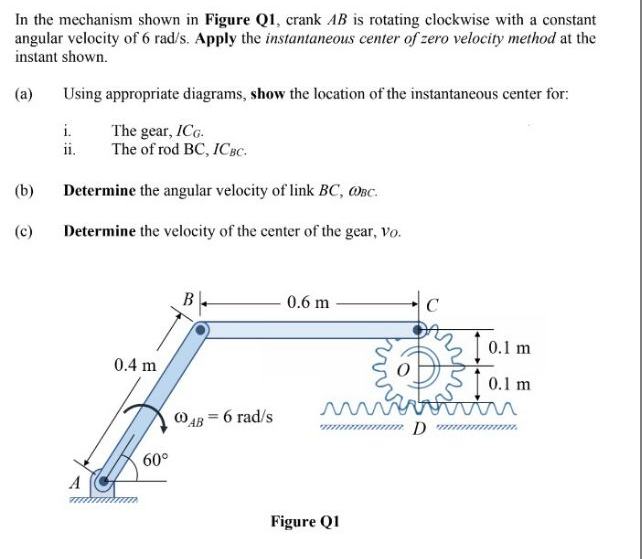 Solved In the mechanism shown in Figure Q1, crank AB is | Chegg.com