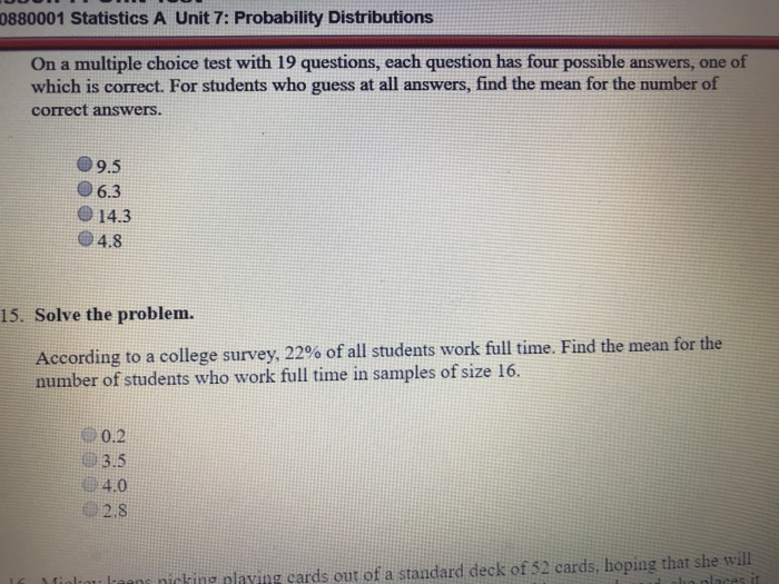 Solved 1-20 need some help this is not complex statistics | Chegg.com