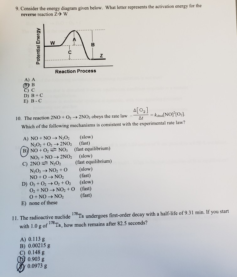 Solved 9. Consider the energy diagram given below. What | Chegg.com
