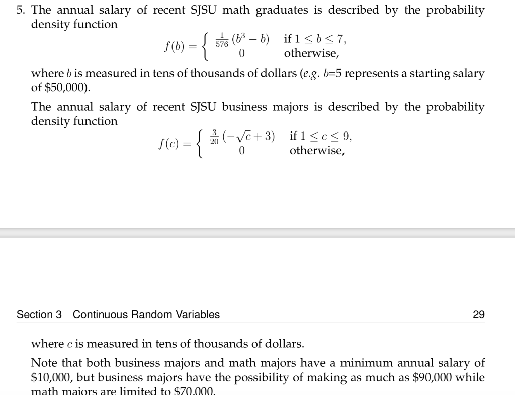 Solved 5. The annual salary of recent SJSU math graduates is | Chegg.com