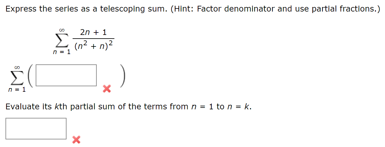 Solved Express the series as a telescoping sum. (Hint: | Chegg.com