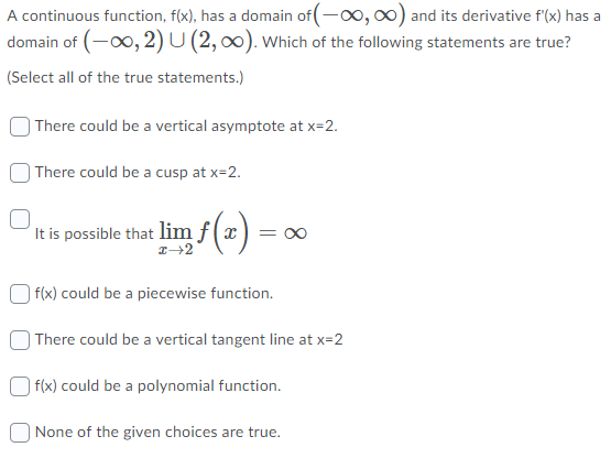 Solved A continuous function, f(x), has a domain of(−∞,∞) | Chegg.com
