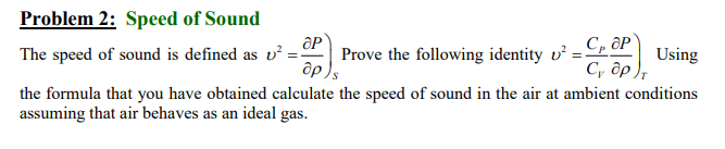 Solved Problem 2: Speed of Sound ap The speed of sound is | Chegg.com