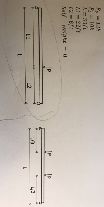 Solved Po = 12k PL = 10k L = 30ft L1 = 22ft L2 = 8ft | Chegg.com