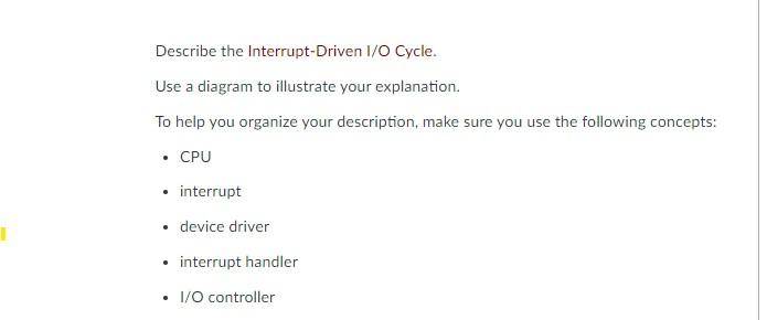 Solved Describe the Interrupt-Driven I/O Cycle. Use a | Chegg.com