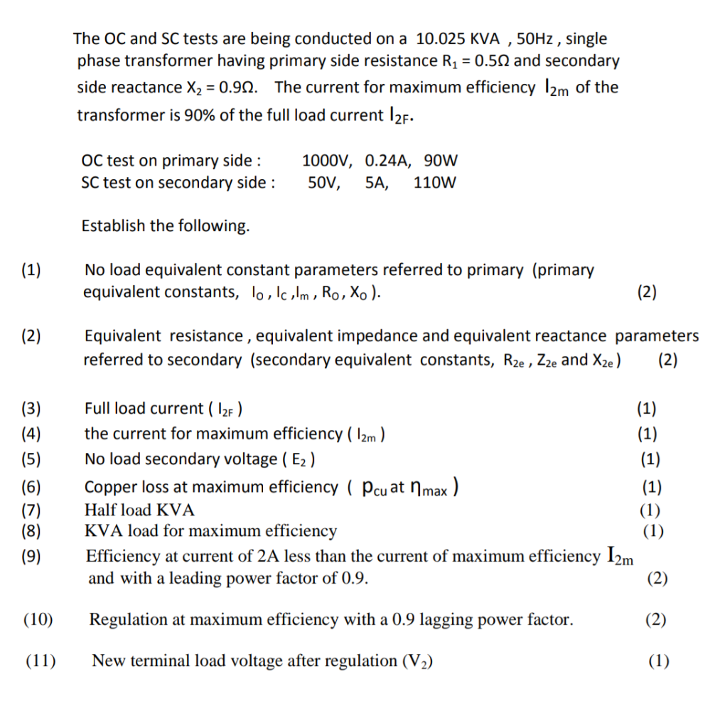 Solved The OC and SC tests are being conducted on a 10.025 | Chegg.com
