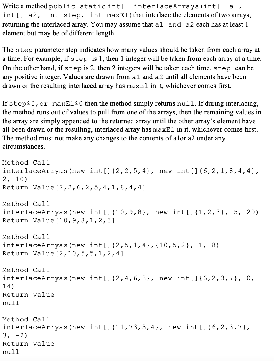Solved Write a method public staticint [] | Chegg.com