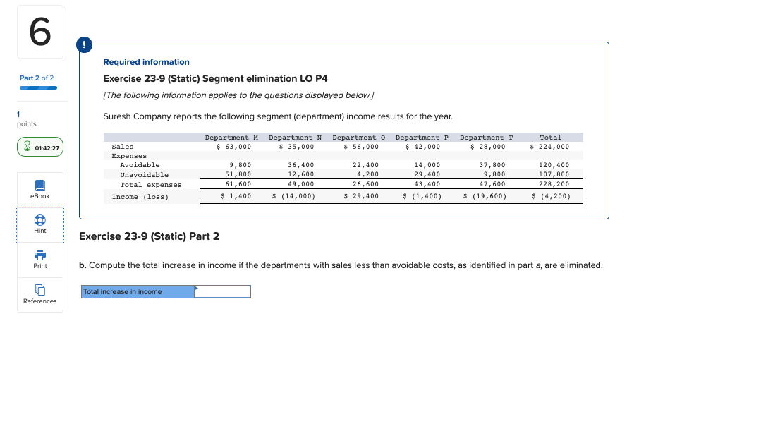 Solved Required information Exercise 23-9 (Static) Segment | Chegg.com