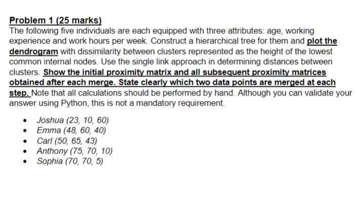 Solved Problem 1 (25 marks) The following five individuals | Chegg.com